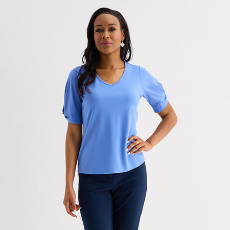 Click here for Liz Claiborne Womens V Neck Elbow Sleeve Blouse  X... prices