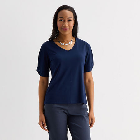 Click here for Liz Claiborne Womens V Neck Elbow Sleeve Blouse  X... prices