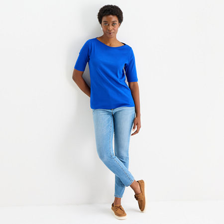 Click here for St. Johns Bay Womens Boat Neck Elbow Sleeve T-Shir... prices