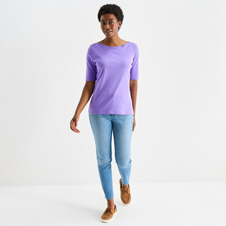 Click here for St. Johns Bay Womens Boat Neck Elbow Sleeve T-Shir... prices