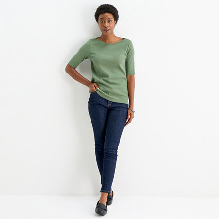 Click here for St. Johns Bay Womens Boat Neck Elbow Sleeve T-Shir... prices