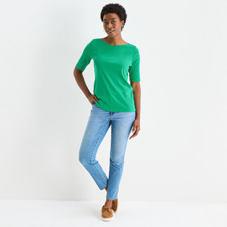 Click here for St. Johns Bay Womens Boat Neck Elbow Sleeve T-Shir... prices