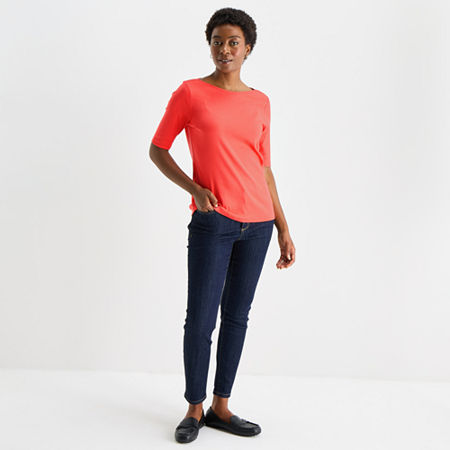 Click here for St. Johns Bay Womens Boat Neck Elbow Sleeve T-Shir... prices