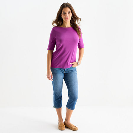 Click here for St. Johns Bay Womens Boat Neck Elbow Sleeve T-Shir... prices
