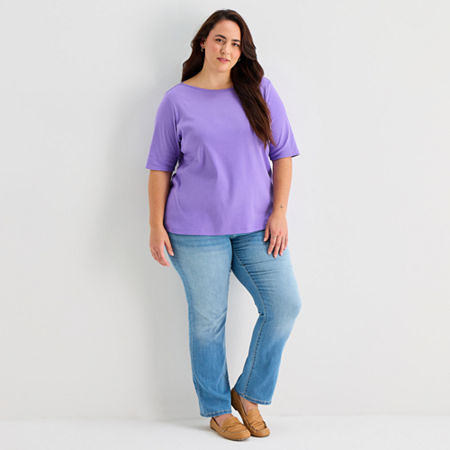 Click here for St. Johns Bay Womens Plus Boat Neck 3/4 Sleeve T-S... prices