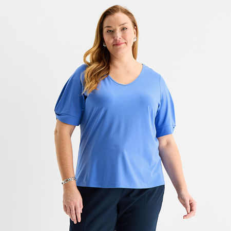 Click here for Liz Claiborne Womens Plus V Neck Elbow Sleeve Blou... prices