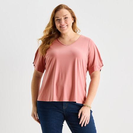 Click here for Liz Claiborne Womens Plus V Neck Elbow Sleeve Blou... prices