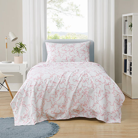 Click here for Truly Soft Printed Bow Sheet Set  One Size  Pink prices