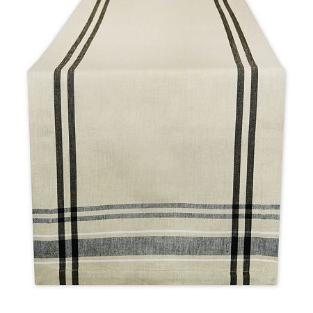 Chambray French Stripe Table Runner 14 x 72 - Black