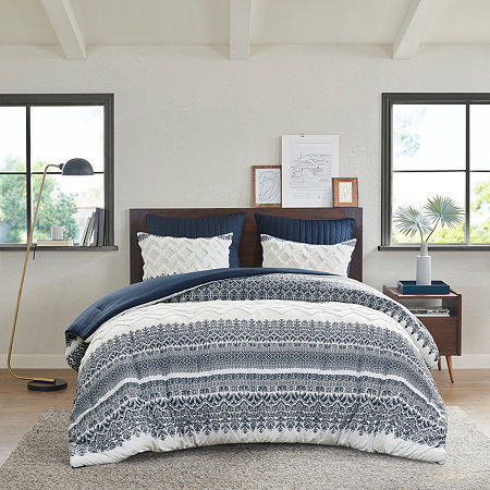 Ink+Ivy Mila Chenille 3-Pc. Comforter Set  King/California King - Navy