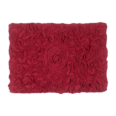 Home Weavers Bell Flower Bath Rug  17 x 24 - Red