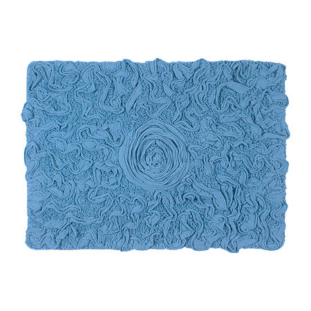 Home Weavers Bell Flower Bath Rug  17 x 24 - Sky Blue