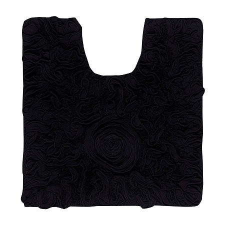 Home Weavers Bell Flower Bath Rug  20 x 20 - Black