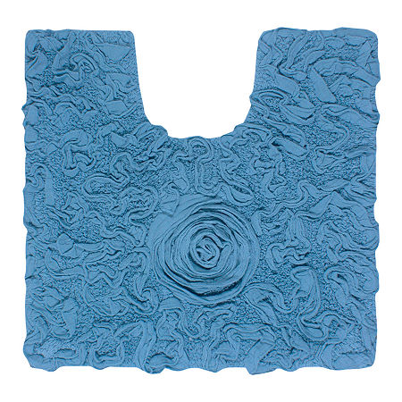 Home Weavers Bell Flower Bath Rug  20 x 20 - Sky Blue