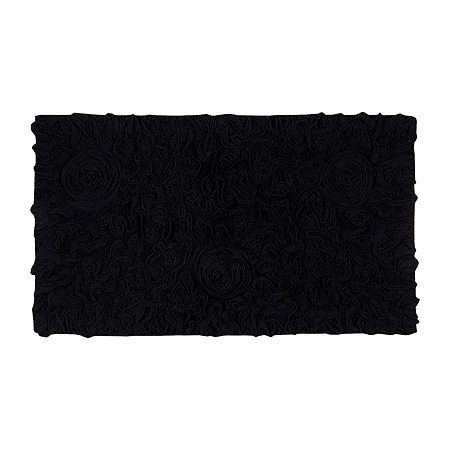 Home Weavers Bell Flower Bath Rug  24 x 40 - Black