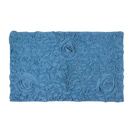 Home Weavers Bell Flower Bath Rug  24 x 40 - Sky Blue