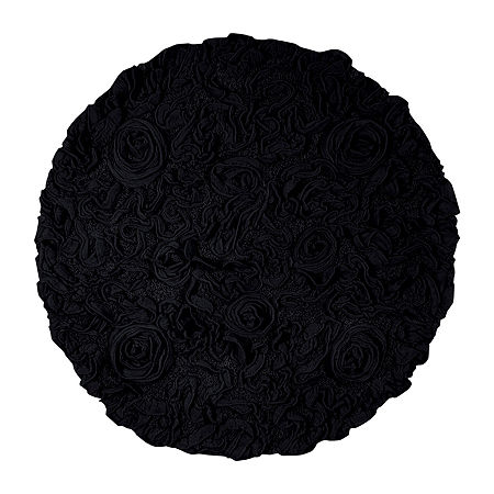 Home Weavers Bell Flower Bath Rug  30 Round - Black