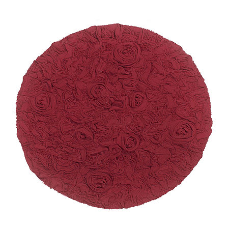 Home Weavers Bell Flower Bath Rug  30 Round - Red