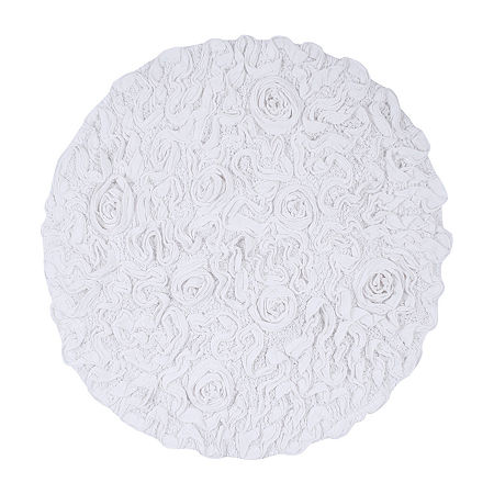 Home Weavers Bell Flower Bath Rug  30 Round - White