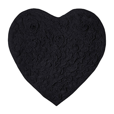 Home Weavers Bell Flower Heart Bath Rug  25 x 25 - Black