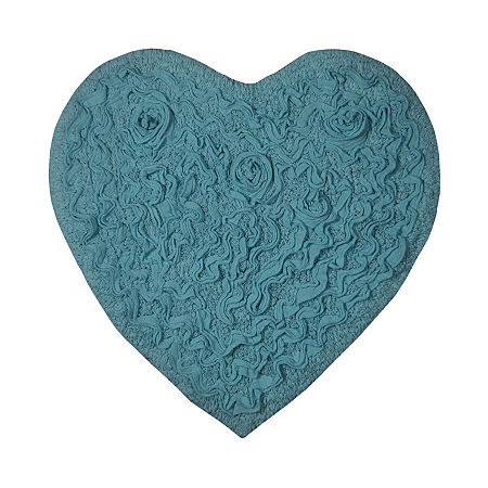 Home Weavers Bell Flower Heart Bath Rug  25 x 25 - Blue