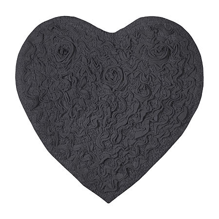 Home Weavers Bell Flower Heart Bath Rug  25 x 25 - Grey