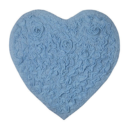 Home Weavers Bell Flower Heart Bath Rug  25 x 25 - Sky Blue