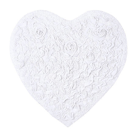 Home Weavers Bell Flower Heart Bath Rug  25 x 25 - White