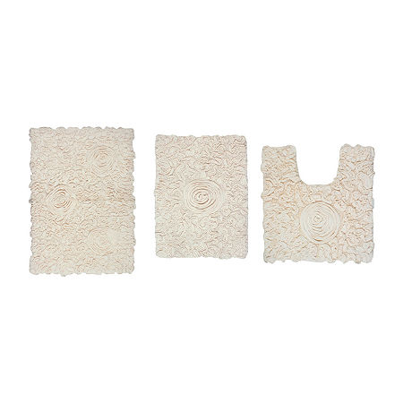 Home Weavers Bell Flower 3-Pc. Bath Rug Set - Natural