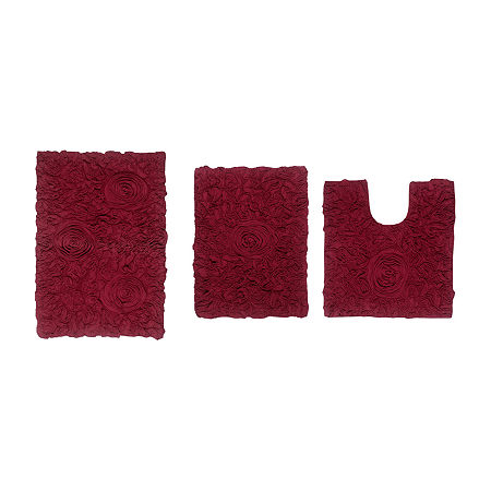 Home Weavers Bell Flower 3-Pc. Bath Rug Set - Red