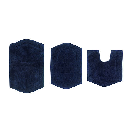 Home Weavers Waterford 3-Pc. Bath Rug Set - Navy Blue