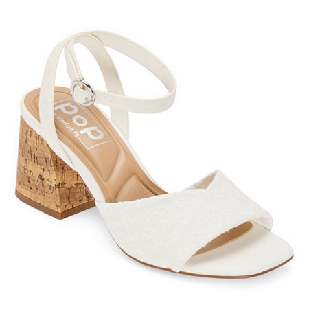 Click here for Pop Womens Plot Heeled Sandals  8 Medium  White prices