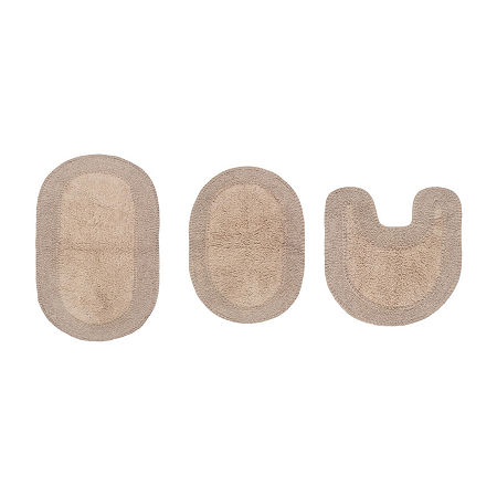 Home Weavers Double Ruffle 3-Pc. Bath Rug Set - Linen