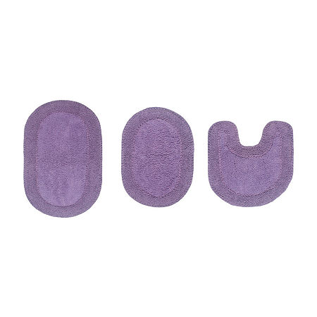 Home Weavers Double Ruffle 3-Pc. Bath Rug Set - Purple