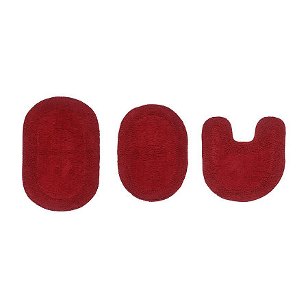 Home Weavers Double Ruffle 3-Pc. Bath Rug Set - Red