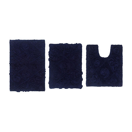 Home Weavers Modesto 3-Pc. Bath Rug Set - Navy Blue