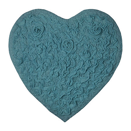 Home Weavers Modesto Heart Shaped Bath Rug  25 x 25 - Turquoise