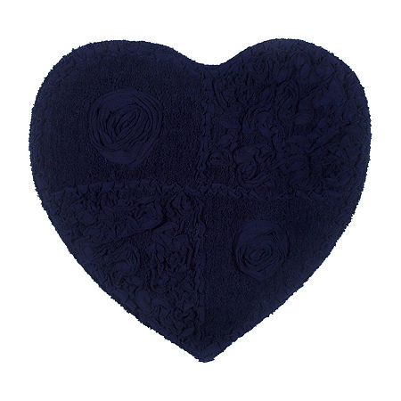 Home Weavers Modesto Heart Shaped Bath Rug  25 x 25 - Navy Blue