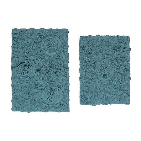 Home Weavers Bell Flower 2-Pc. Bath Rug Set - Blue
