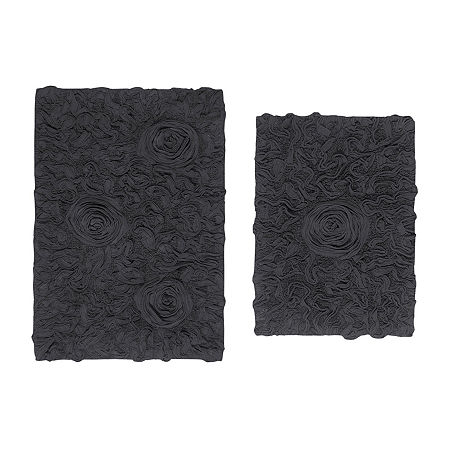 Home Weavers Bell Flower 2-Pc. Bath Rug Set - Grey