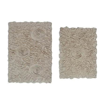 Home Weavers Bell Flower 2-Pc. Bath Rug Set - Linen