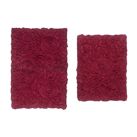 Home Weavers Bell Flower 2-Pc. Bath Rug Set - Red