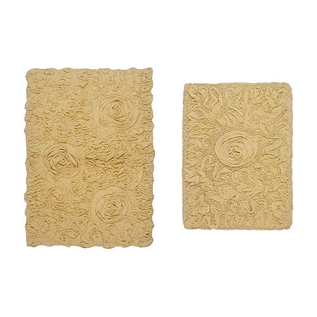 Home Weavers Bell Flower 2-Pc. Bath Rug Set - Butter
