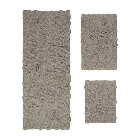 Home Weavers Bell Flower 3-Pc. Bath Rug Set - Linen