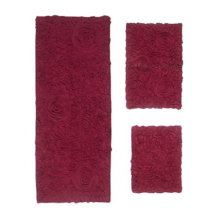Home Weavers Bell Flower 3-Pc. Bath Rug Set - Red