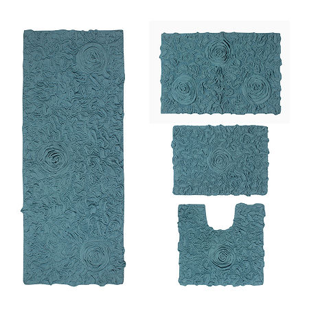 Home Weavers Bell Flower 4-Pc. Bath Rug Set - Blue