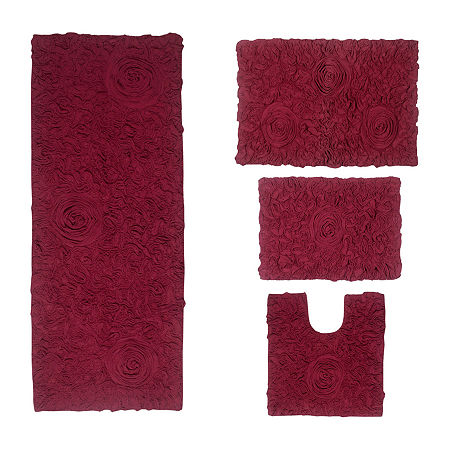 Home Weavers Bell Flower 4-Pc. Bath Rug Set - Red