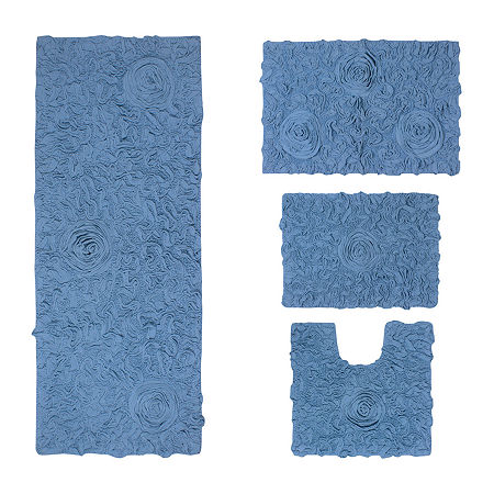 Home Weavers Bell Flower 4-Pc. Bath Rug Set - Sky Blue