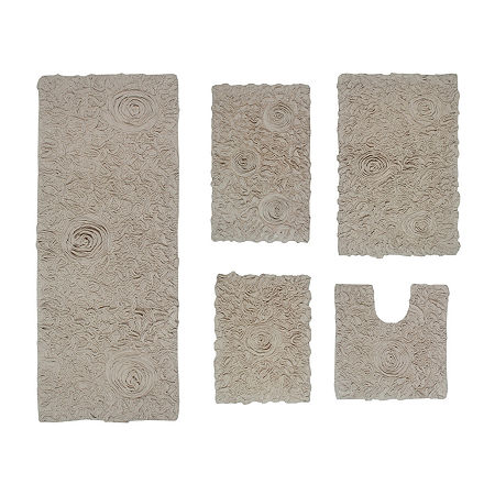 Home Weavers Bell Flower 5-Pc. Bath Rug Set - Linen
