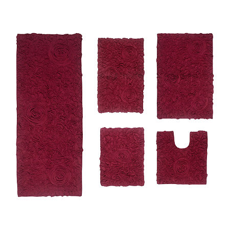 Home Weavers Bell Flower 5-Pc. Bath Rug Set - Red